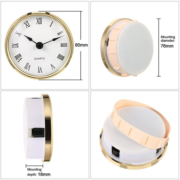QIHE-3-1/8 Inch (80 Mm) Quartz Clock Fit-up/Insert with Roman Numeral ...