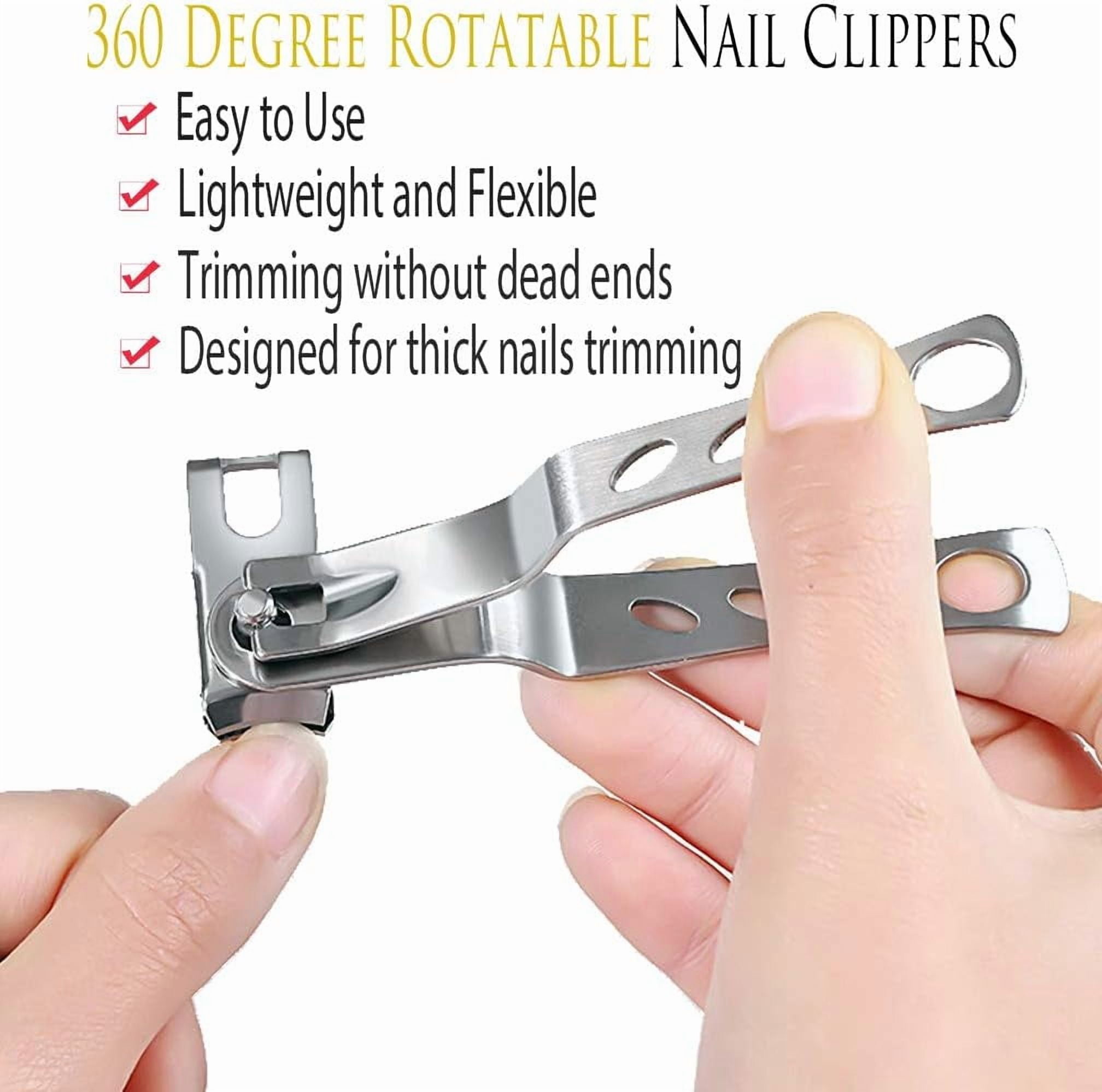 QIHE-3 in 1 Nail Clippers with 360 Degree Rotating Head Upgraded, Sharp ...