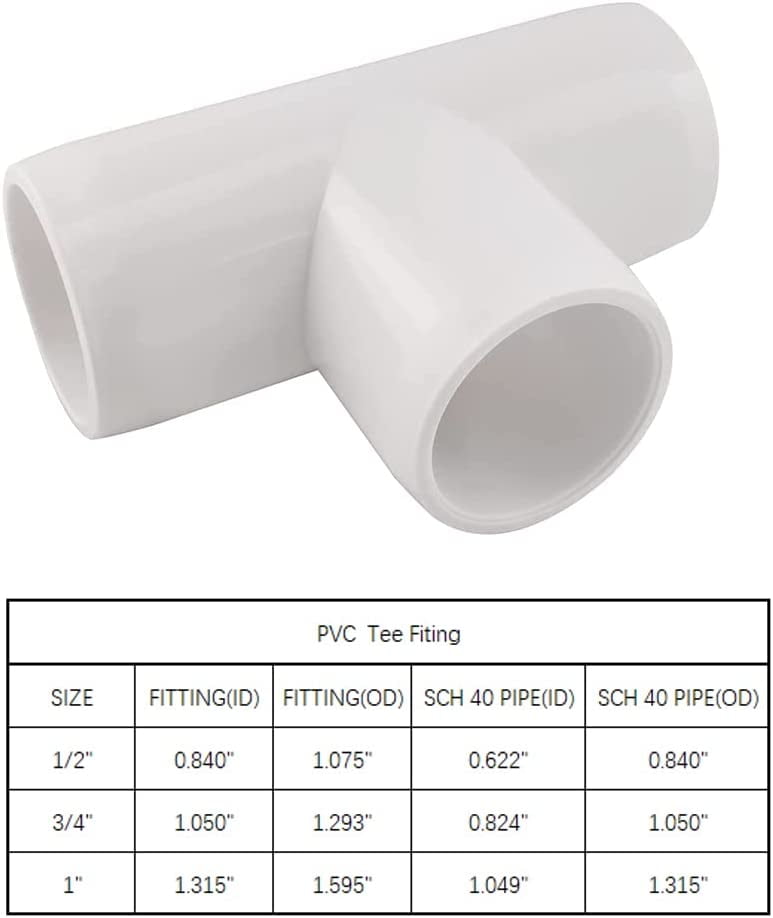 QIHE-3/4 Inch 3 Way PVC Tee Elbow Fitting Furniture Build Grade SCH40 ...