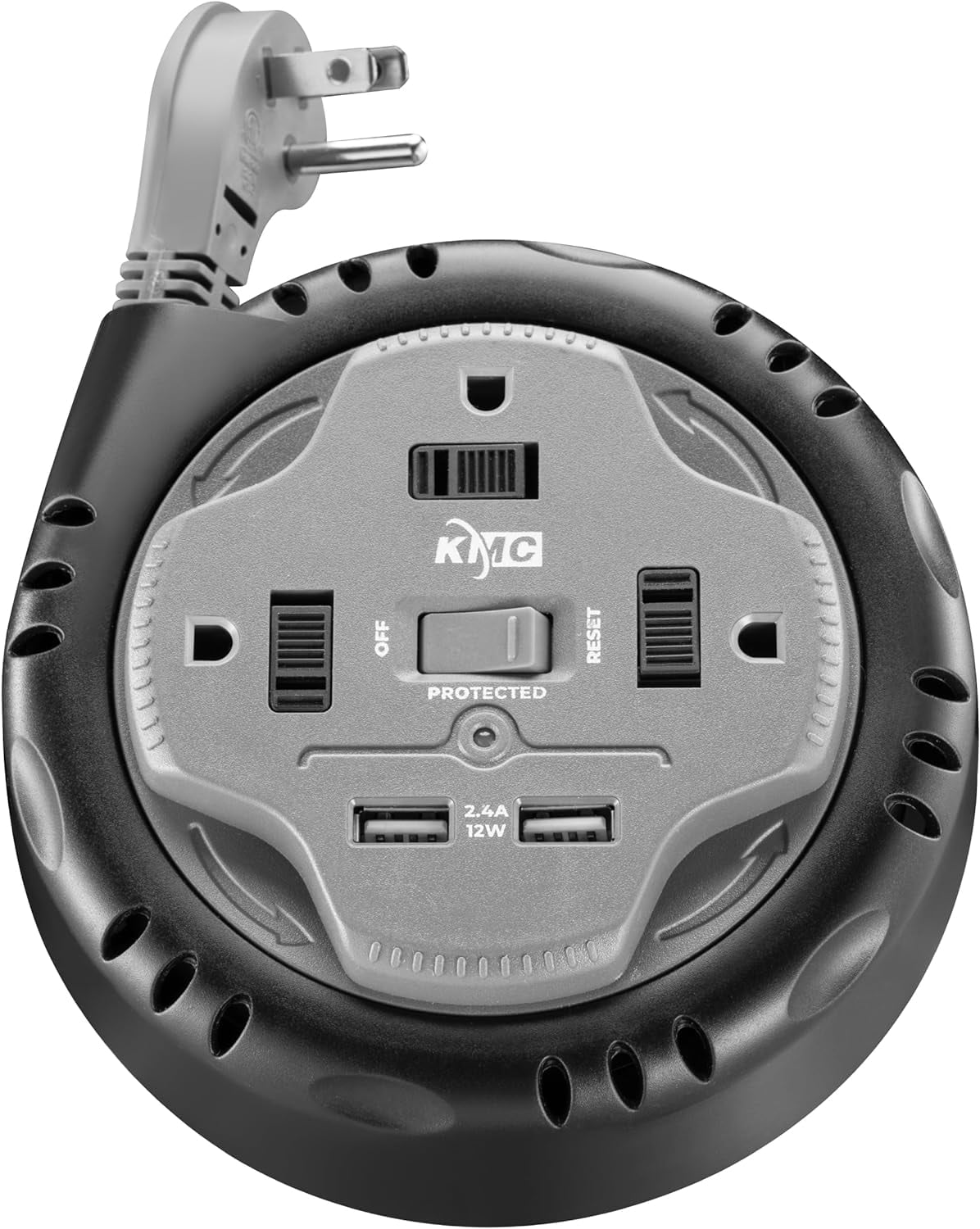 QIHE-3-Outlet Surge Twist Cord Reel, 2 USB Ports, Retractable Power ...