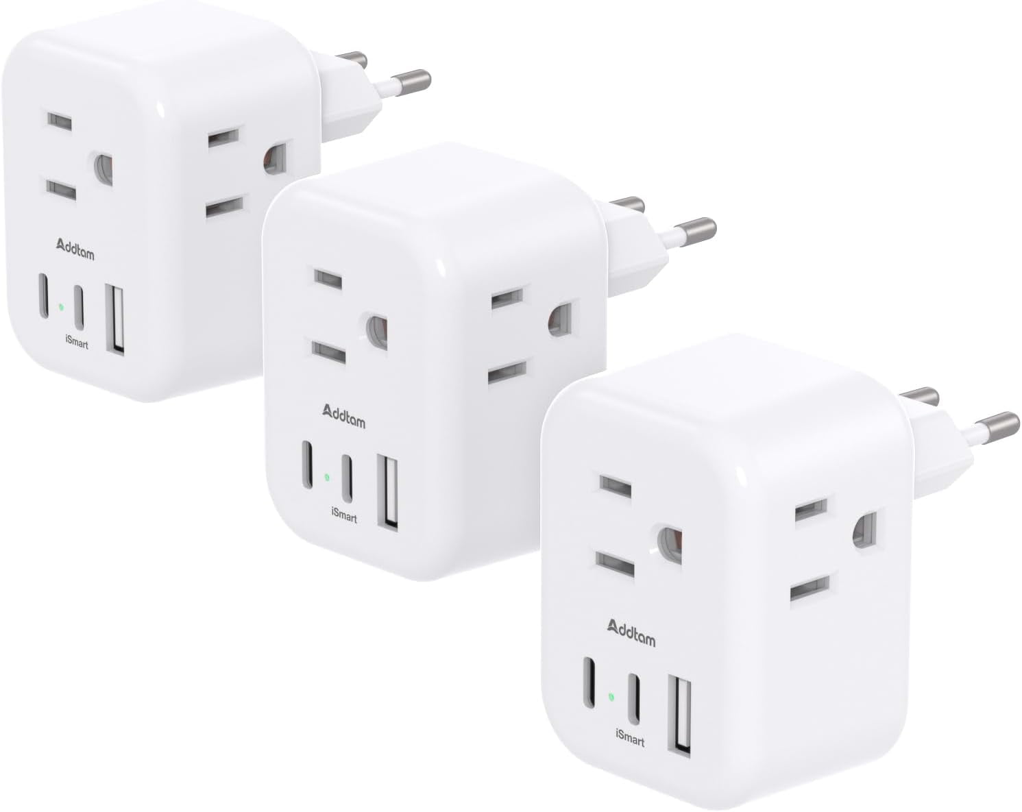QIHE-3 Pack European Travel Plug Adapter, US to Europe Plug Adapter ...