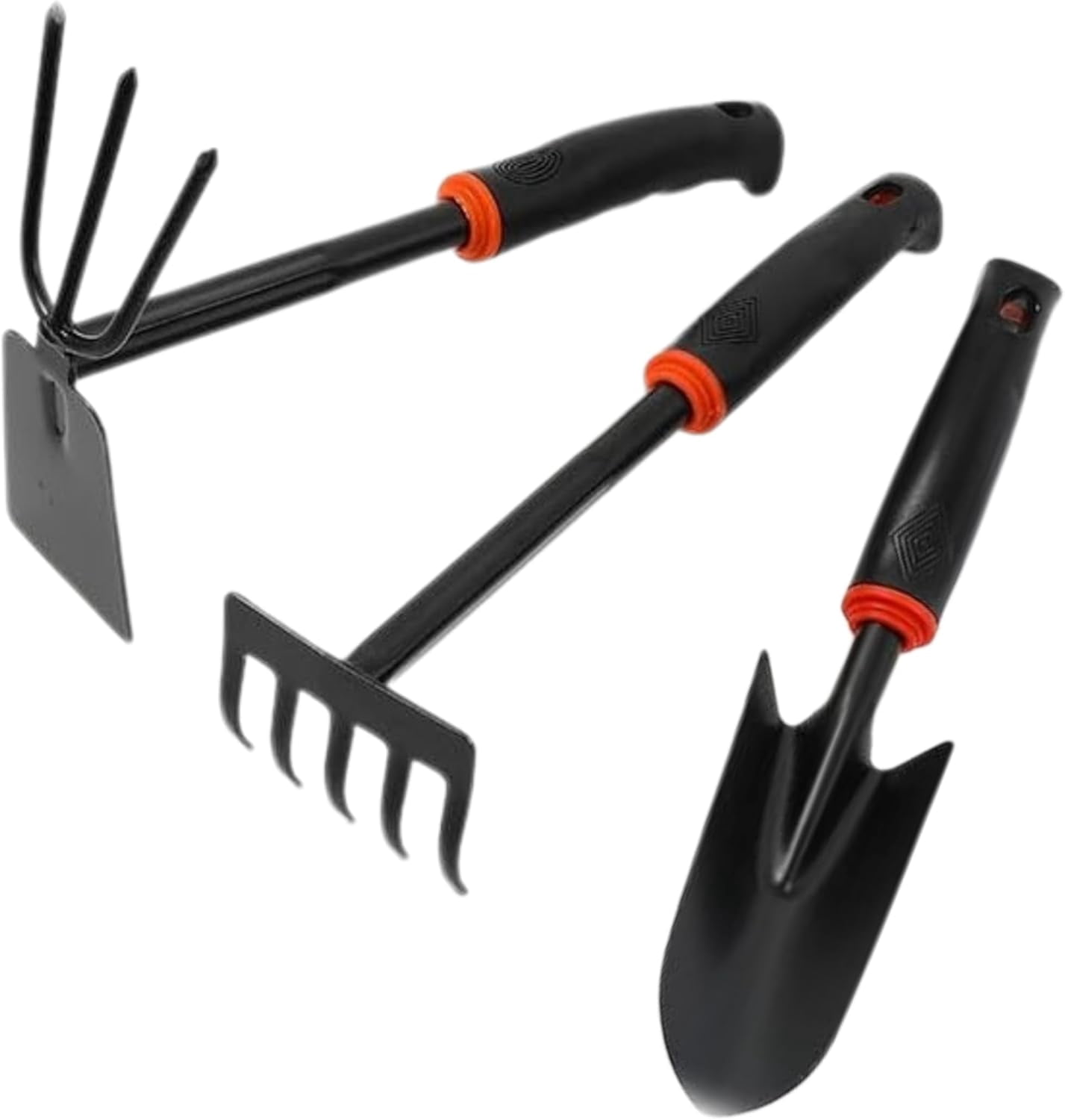 QIHE-3-Piece Garden Tool Set - Heavy Duty Hoe, Rake & Shovel with ...