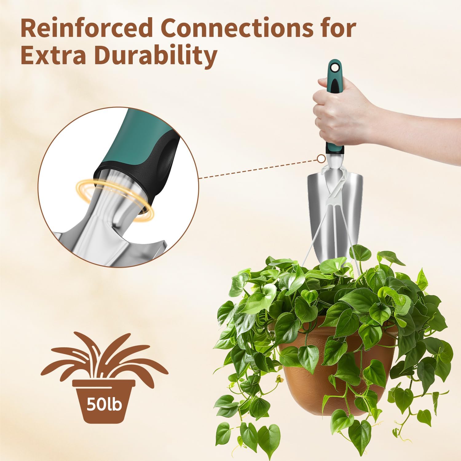 QIHE-3 Piece Garden Tool Set Include Hand Trowel Rake and Transplant ...