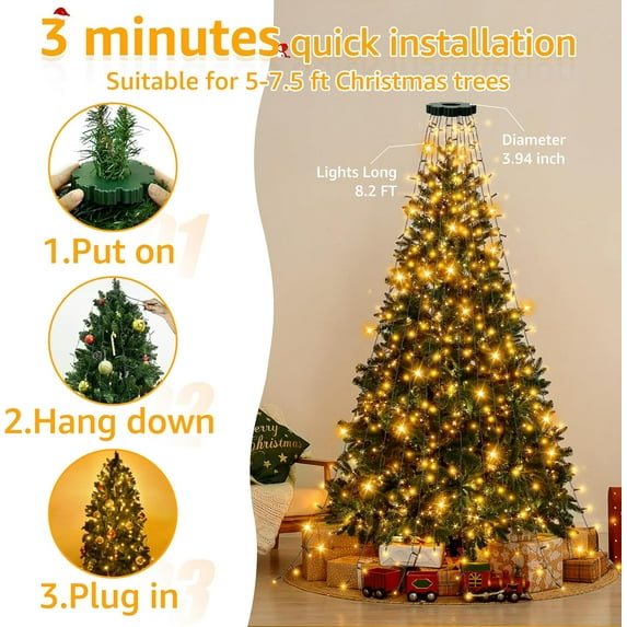 QIHE-300 LED Christmas Tree Lights with Remote, 8 Lights Modes with ...