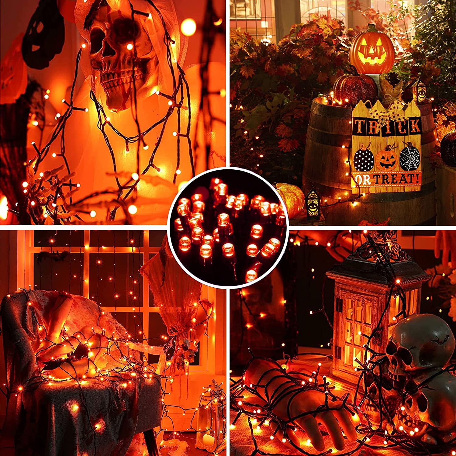 QIHE-300LED Orange Halloween String Lights with UL Certified ...