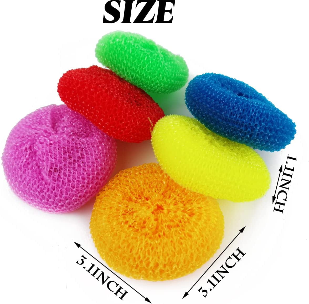 QIHE-30PCS Plastic Dish Scrubbers for Dishes Plastic Pot Round Scrubber ...