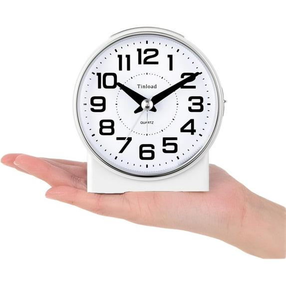 QIHE-4.3" No Ticking Analog Alarm Clock,Silent Readable for Seniors ...