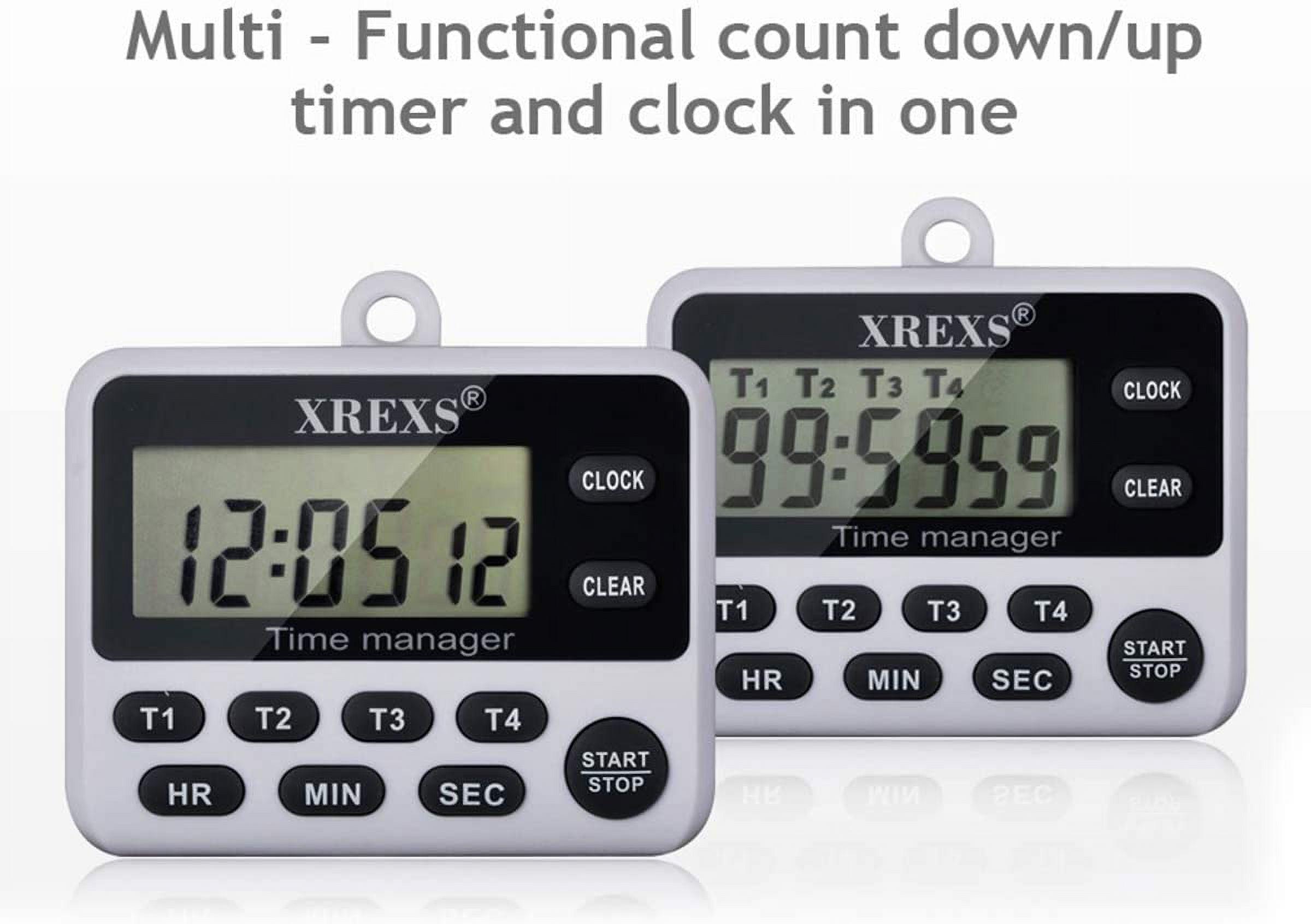 QIHE-4-Channel Digital Kitchen Timer Clock with Large LCD Display, 4 ...