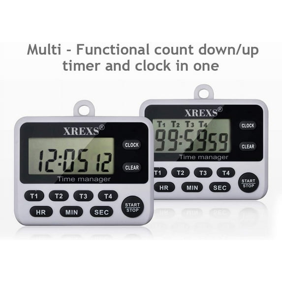 QIHE-4-Channel Digital Kitchen Timer Clock with Large LCD Display, 4 ...