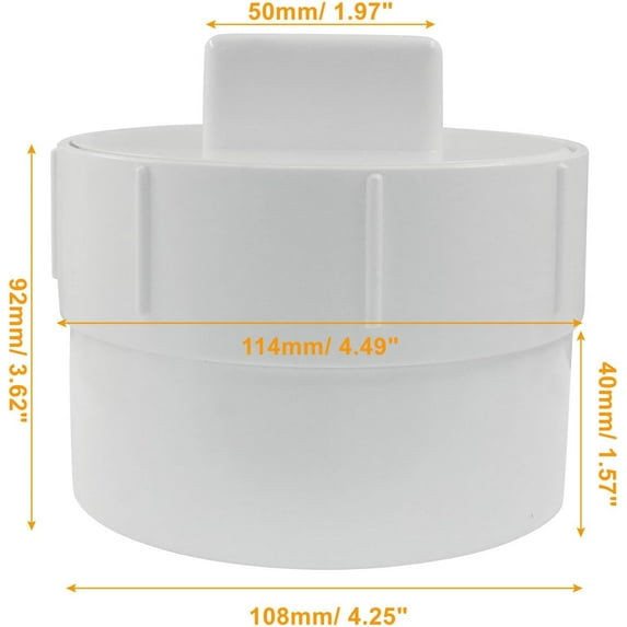 QIHE-4 Inch PVC Sewer Cleanout Adapter with Plug Pipe Fitting, DWV ...