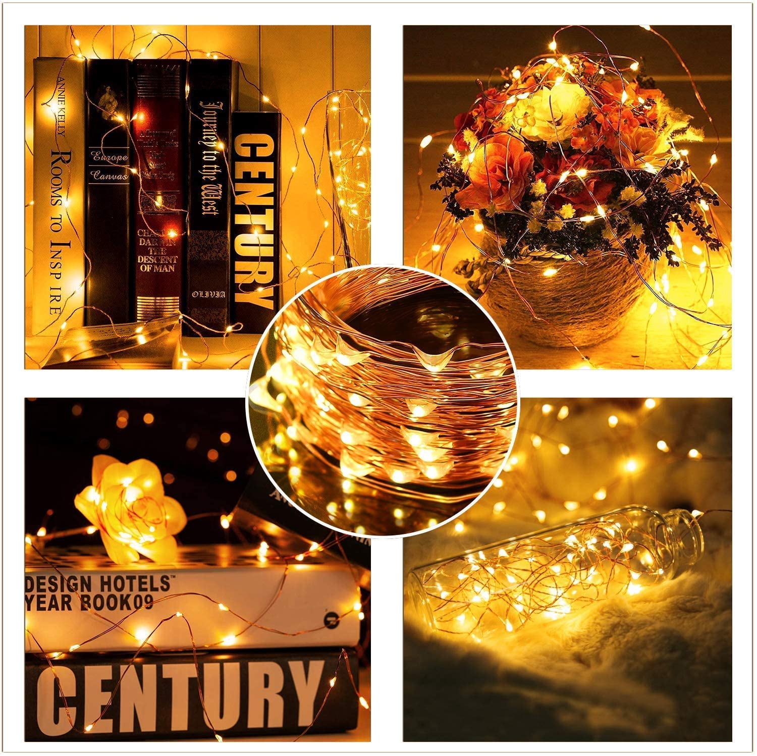QIHE-4 Pack 20 ft Remote Control Fairy Lights Battery Operated String ...