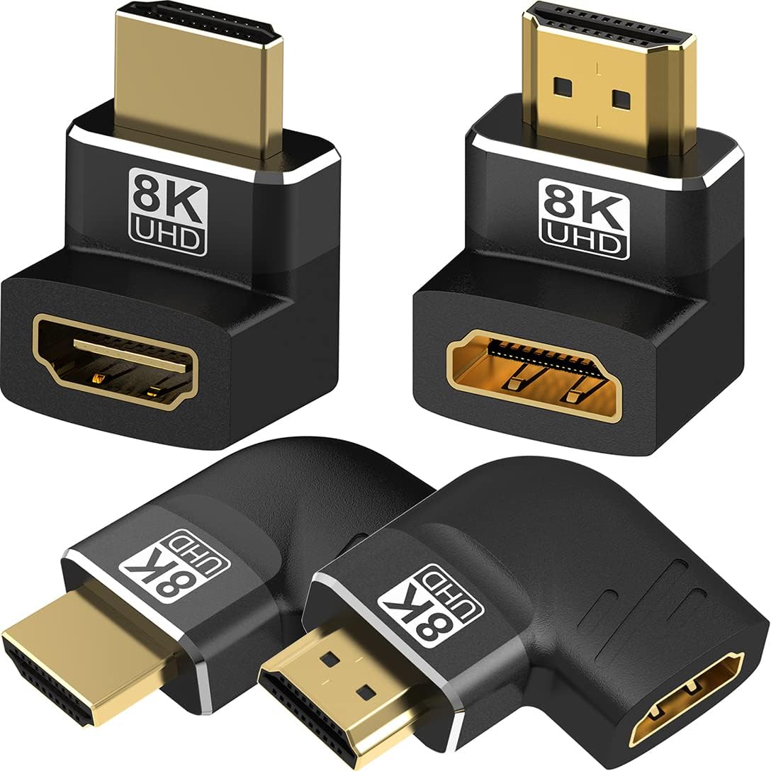 QIHE-4 Pack 8K HDMI 2.1 Male to Female Adapter Connector Up Down Left ...