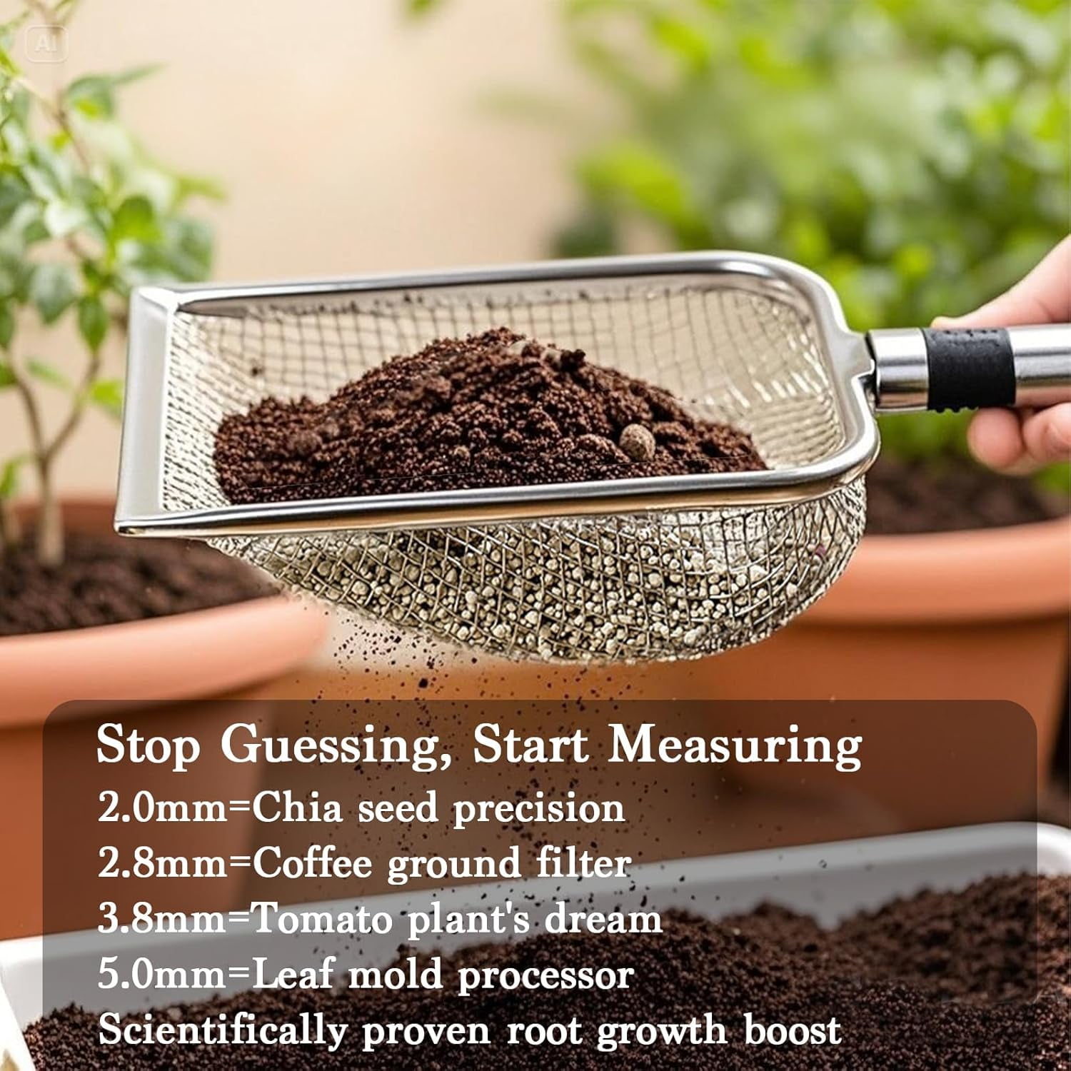 QIHE-4 Pack Garden Soil Sifter Set with 4 Mesh Sizes - Heavy Duty Dirt ...