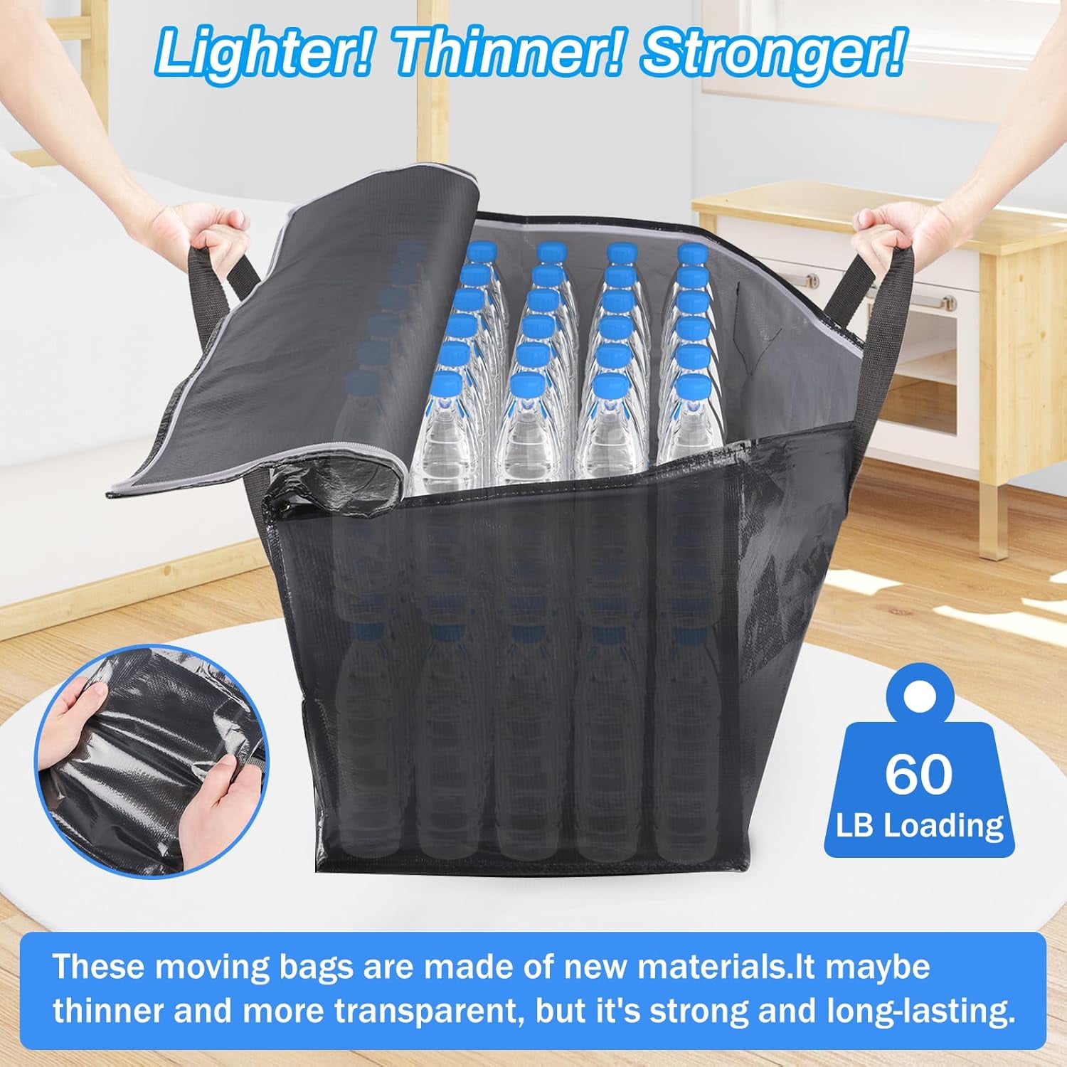 QIHE-4 Pack Moving Bags Heavy Duty, Moving Boxes, Storage Bags with ...