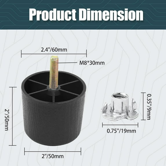 QIHE-4 Pcs 2 Inch Plastic Table Legs, Black Tapered Furniture Legs ...