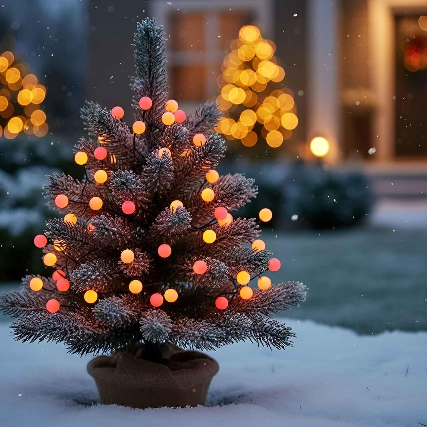 QIHE-40 LED Berry Cluster Lights - Red, Orange & Yellow Battery Powered ...