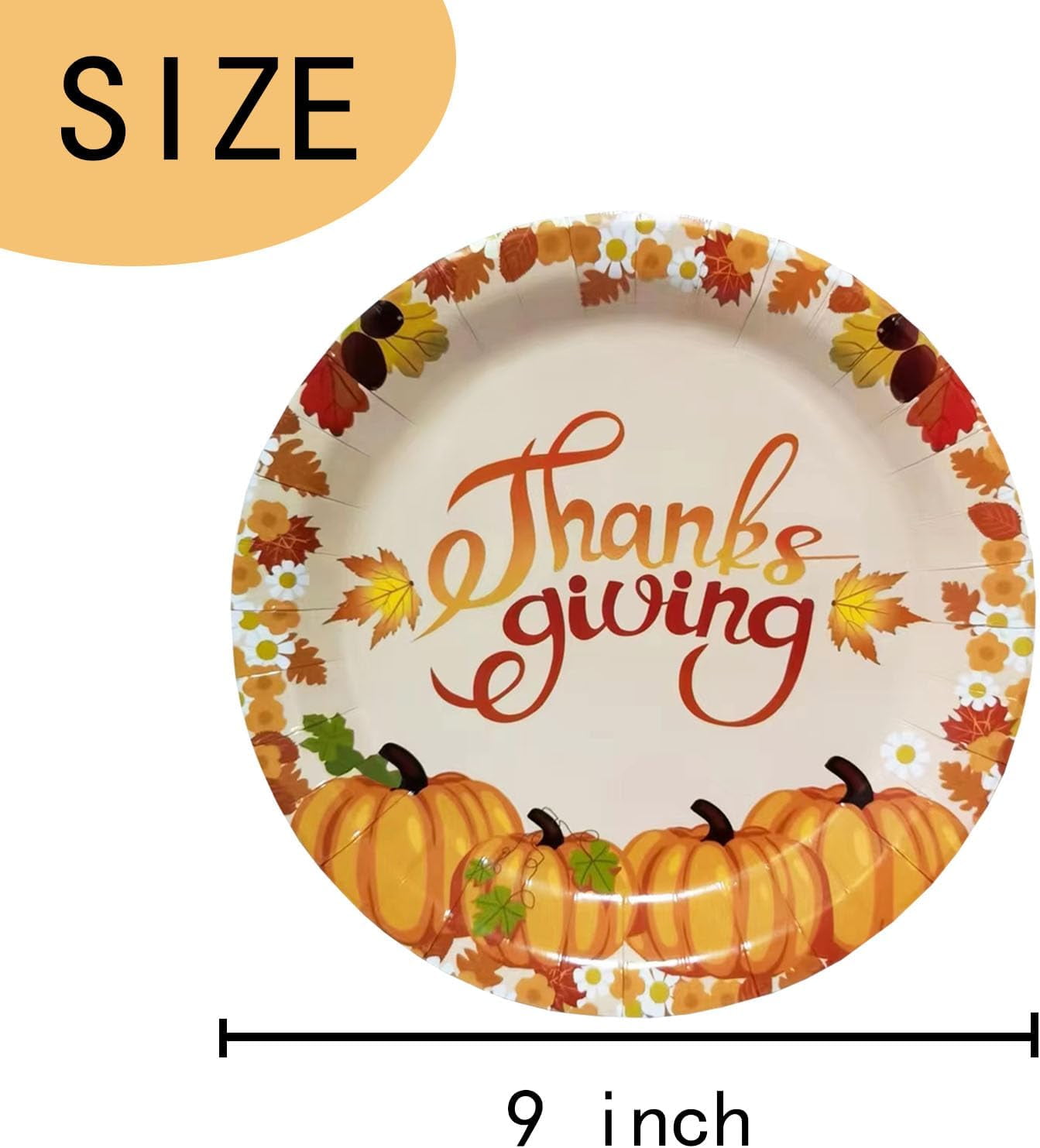 QIHE-40 PCS 9 '' Thanksgiving Paper Plates Fall Theme Party Supplies ...