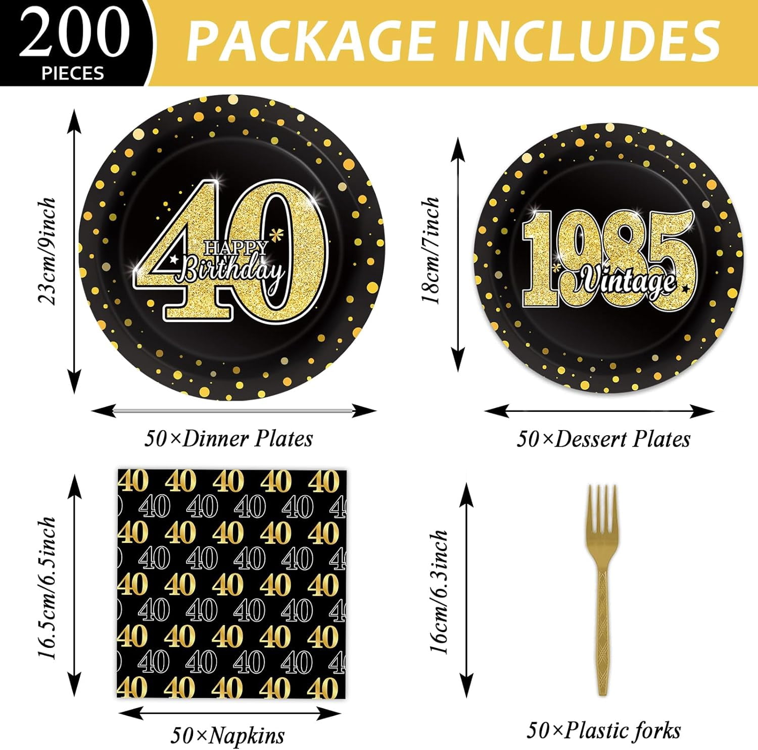QIHE-40th Theme Bithday Party Tableware Vintage 1985 Party Supplies 40 ...