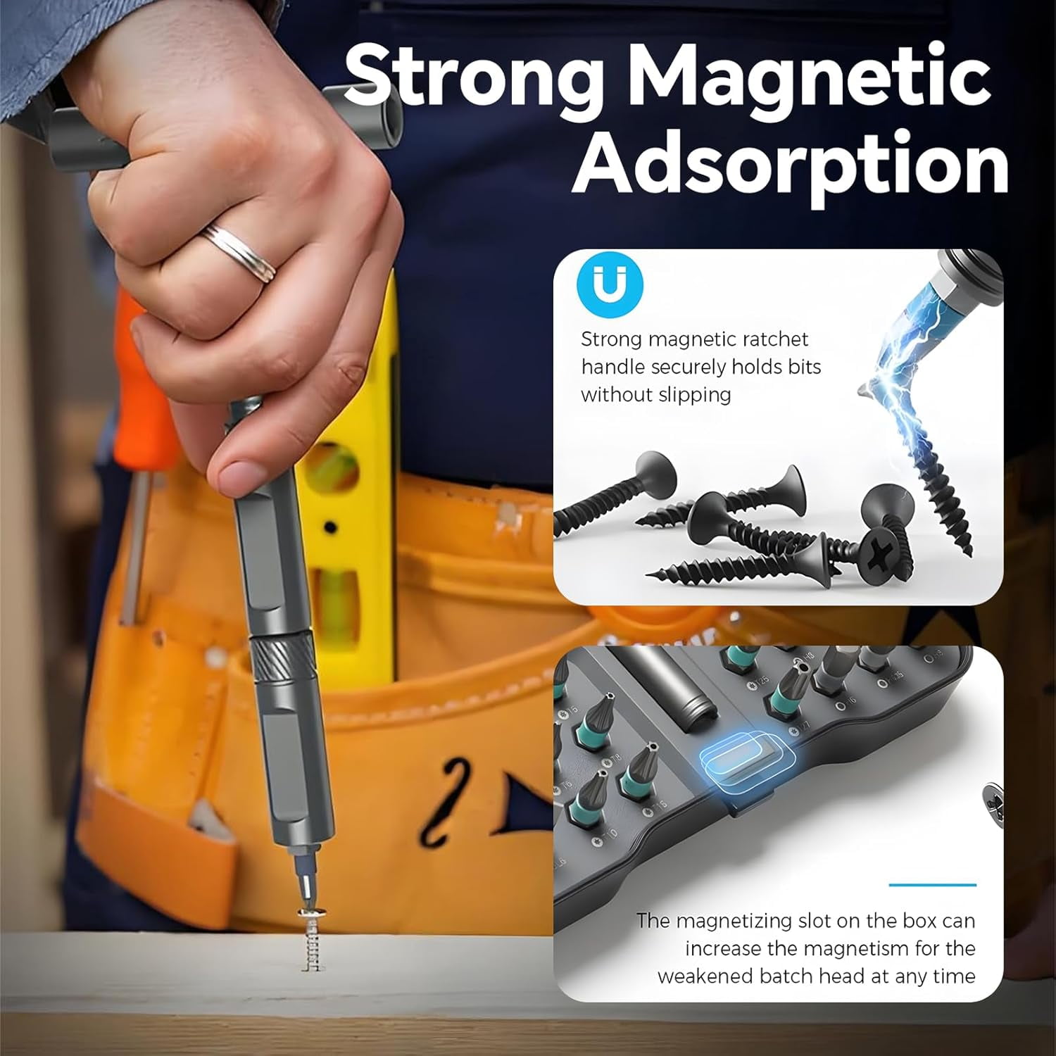 QIHE-42-in-1 Magnetic Ratchet Screwdriver Set: DIY Multi Bit Screw ...
