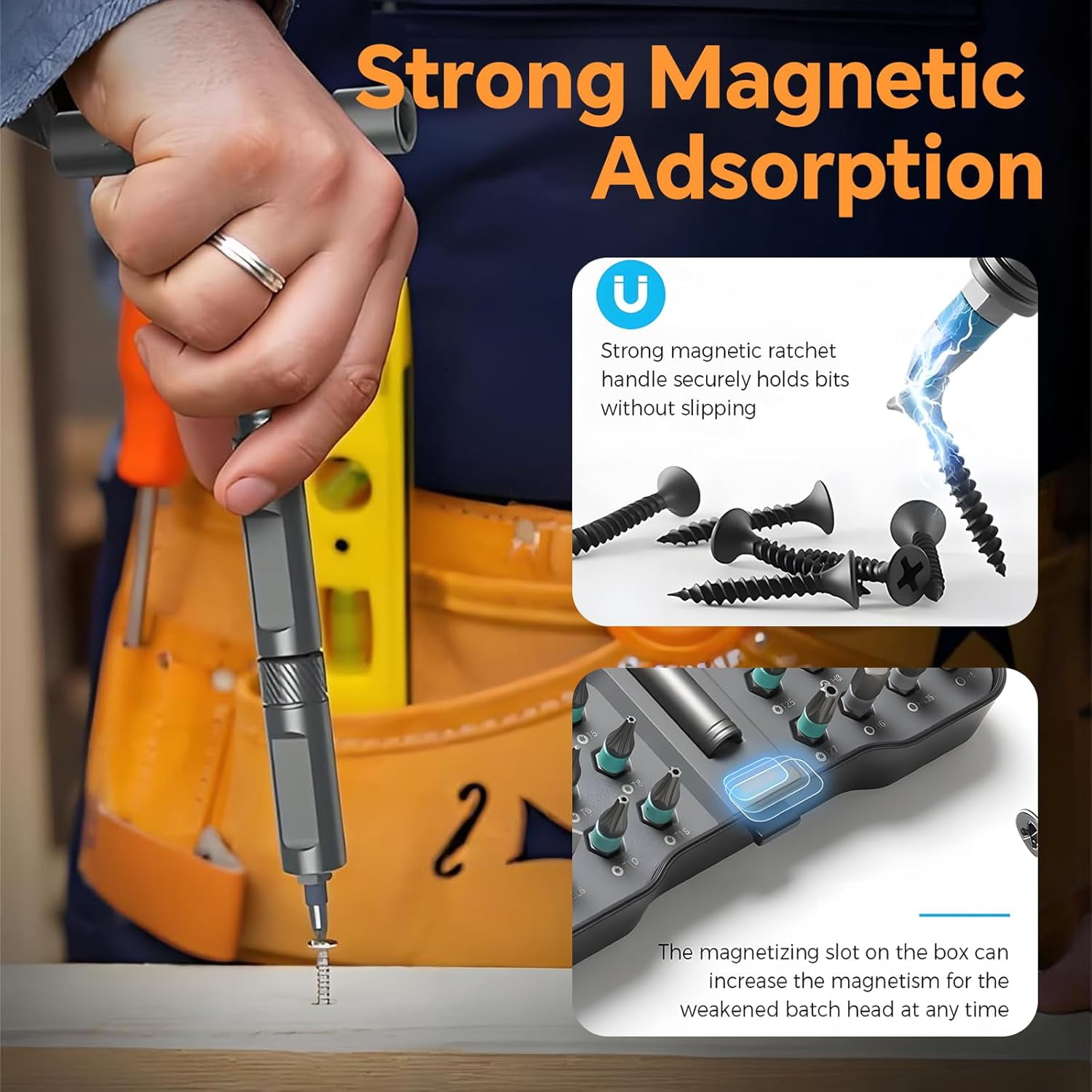 QIHE-42-in-1 Magnetic Ratchet Screwdriver Set: DIY Multi Bit Screw ...