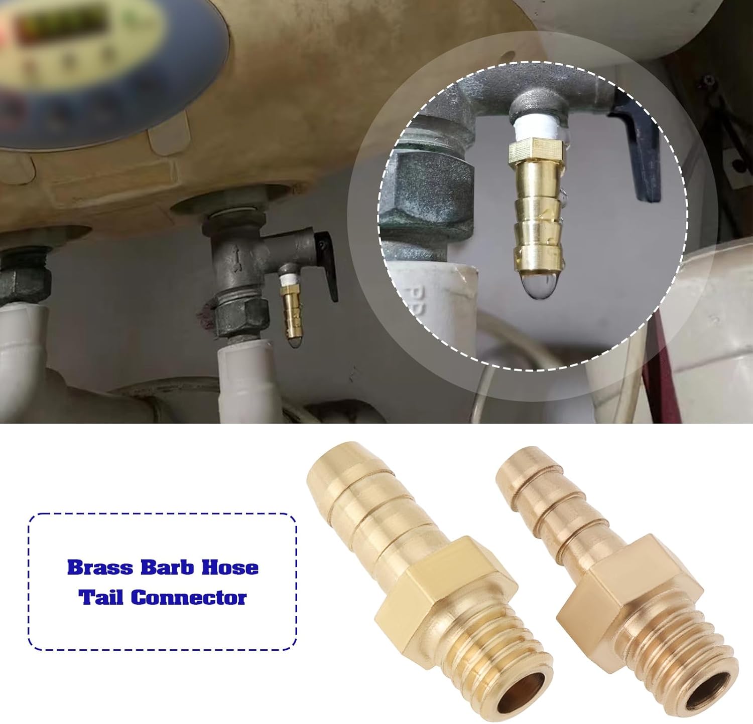 QIHE-4PCS Brass Barb Hose Tail Connector Metric M6x1.0-4mm and M6x1.0 ...