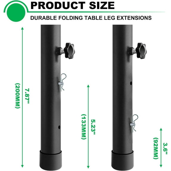 QIHE-4Pack Folding Table Leg Extenders, Table Risers for Folding Tables ...