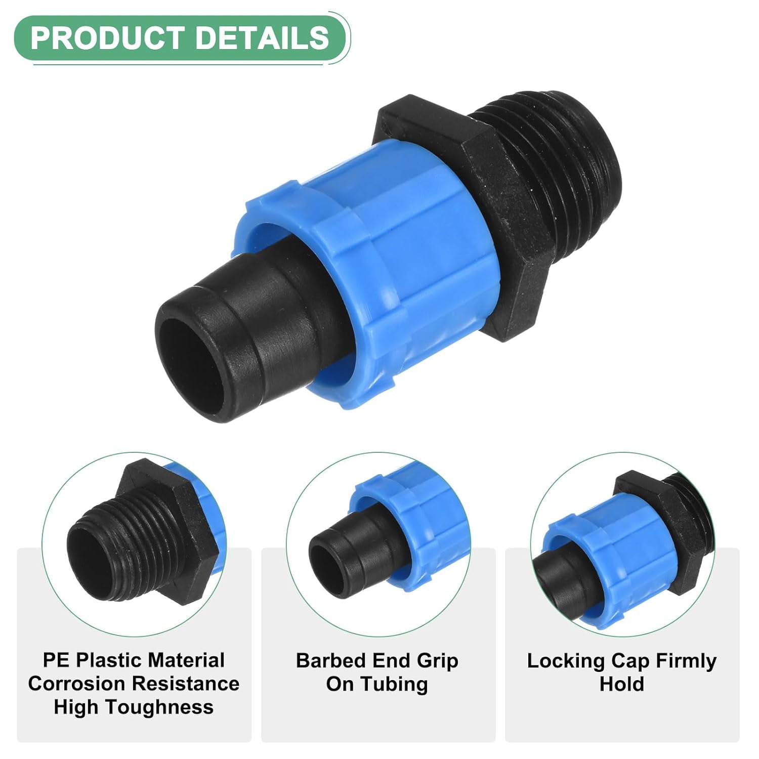 QIHE-5-Pack Drip Irrigation Barbed Locking Fittings, for 5/8 to 1/2 ...