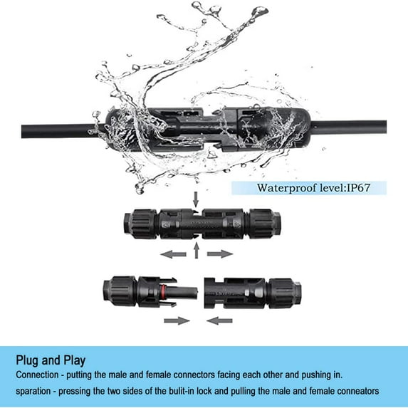 QIHE-5 Pairs Solar Connectors M-C-4 Male/Female IP67 Waterproof Solar ...