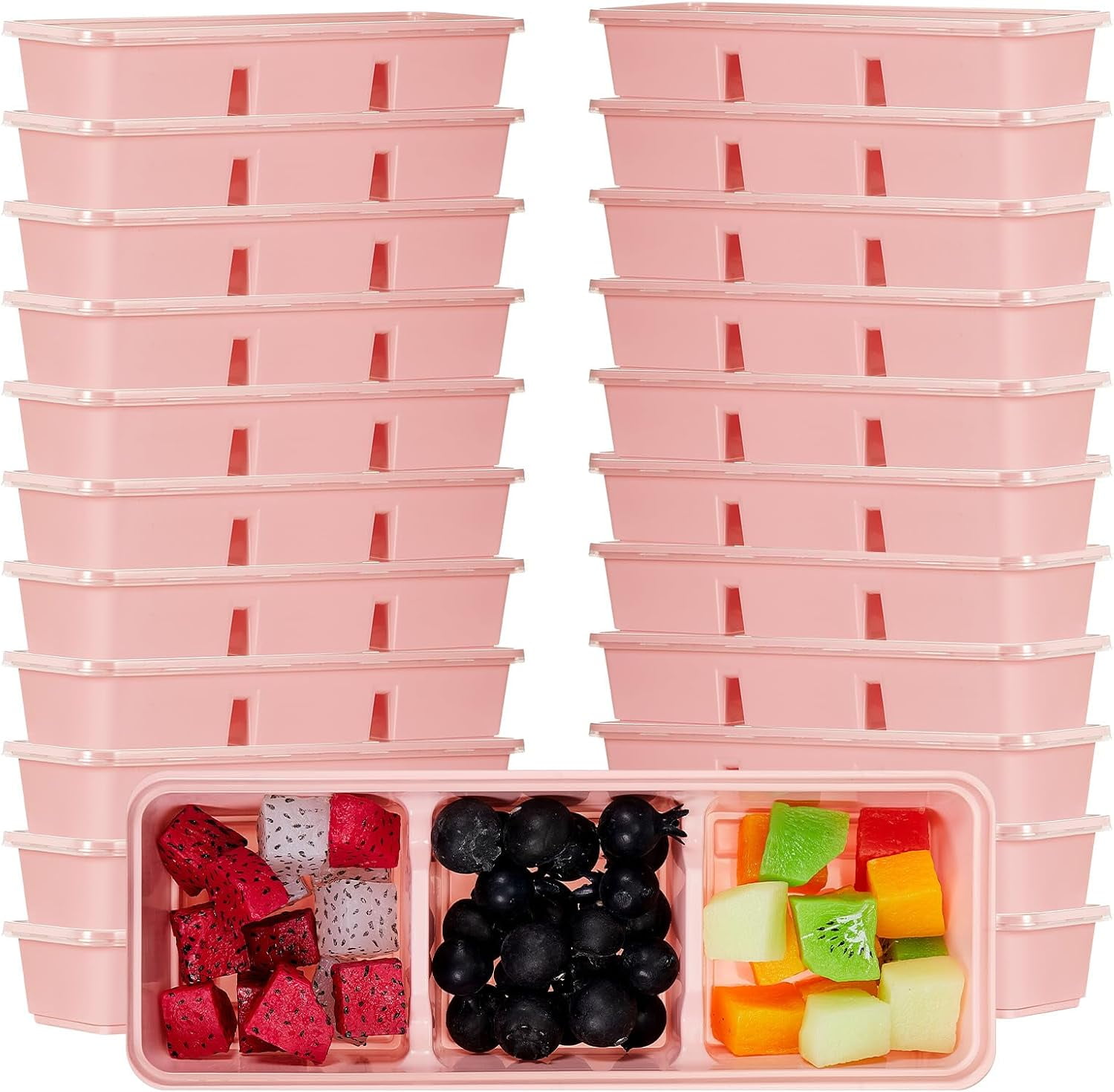 QIHE-50 Pack 17 oz Small Meal Prep Containers with 3 Compartments Snack ...
