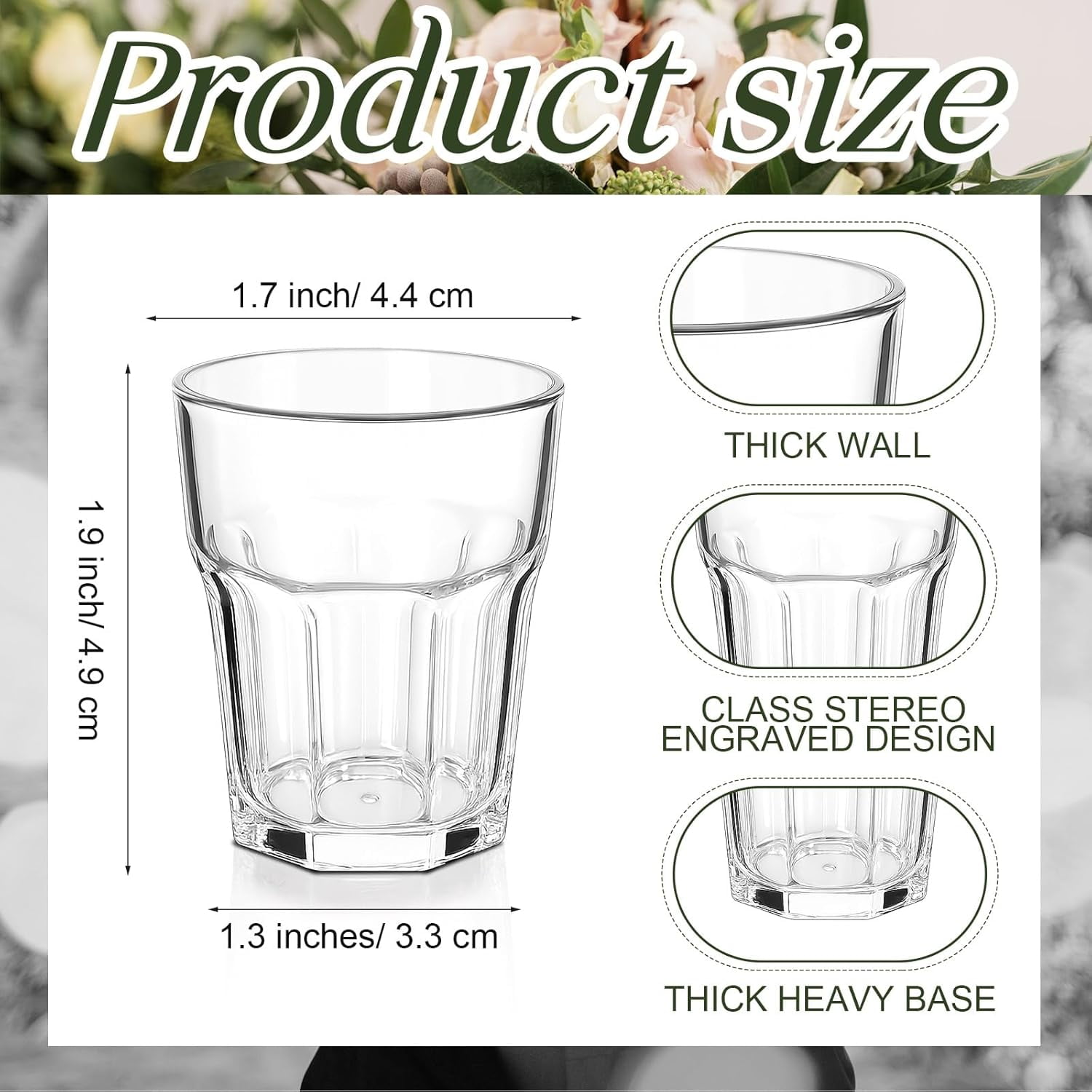 QIHE-50 Pcs Acrylic Drinking Glasses 1.1oz Small Whiskey Glass Clear ...