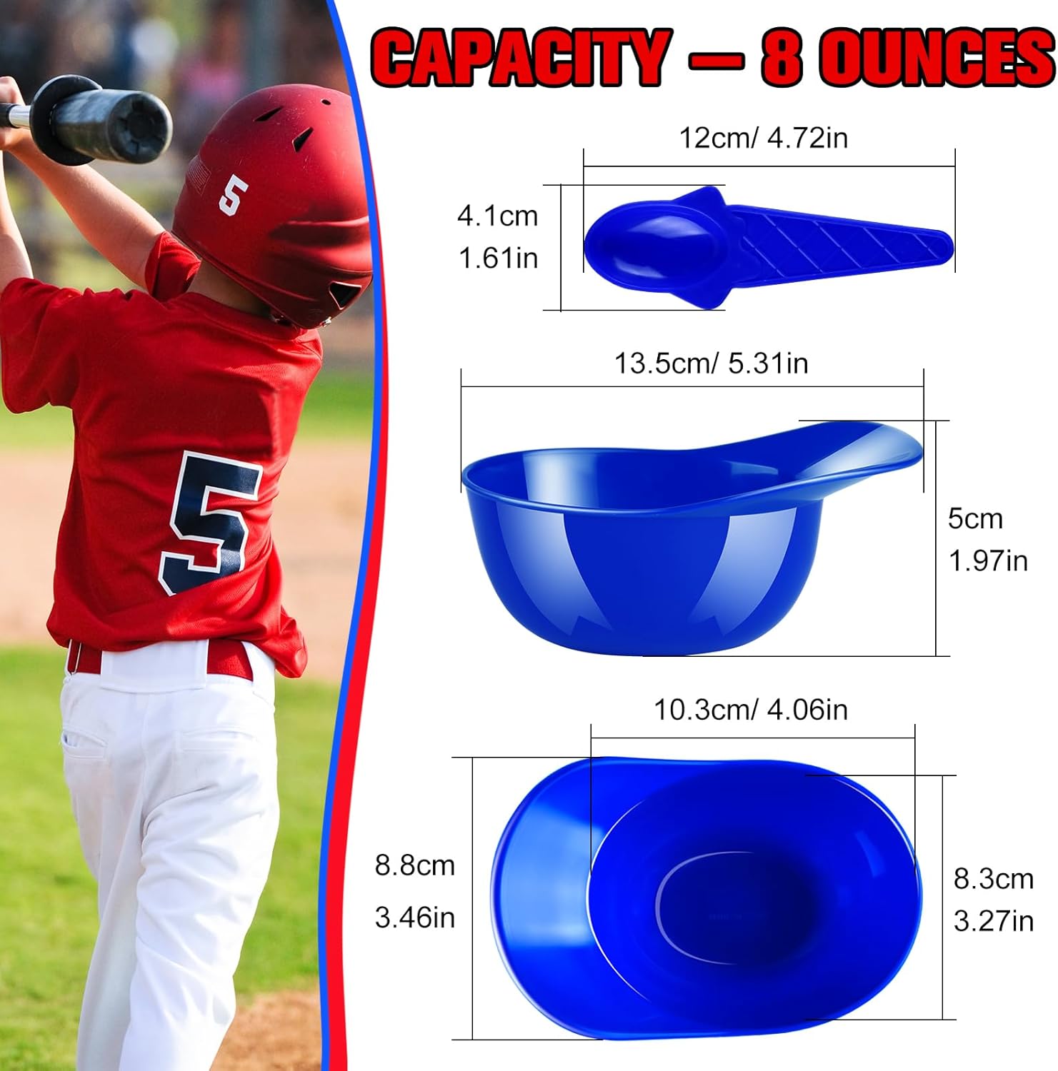 QIHE-50 Set Baseball Helmet Ice Cream Bowls with 25 Mini Dessert Cups ...