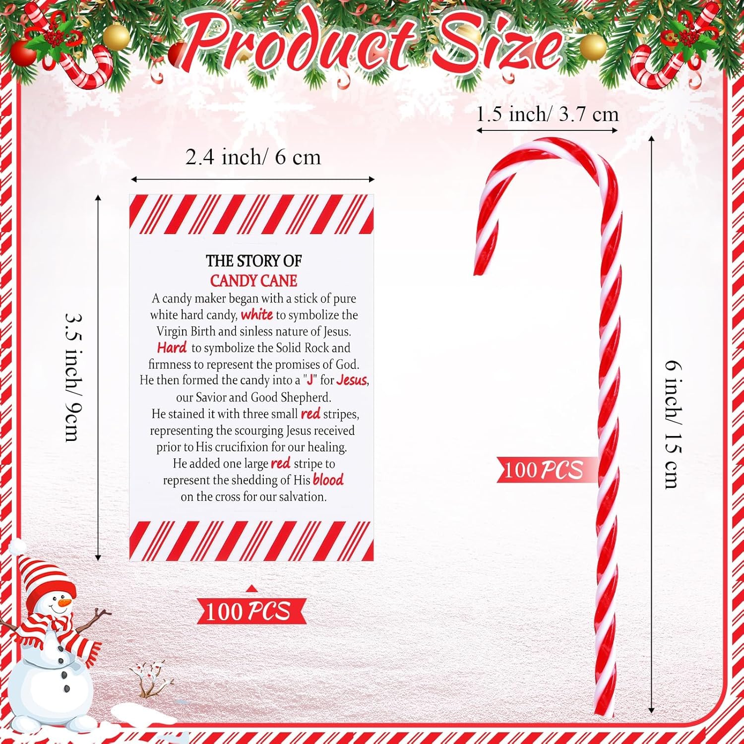 QIHE-50 Sets Christmas Candy Cane Ornament and Candy Cane Meaning Story ...