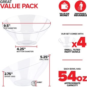 Clear Plastic Punch and Serving Bowls for Parties and Events