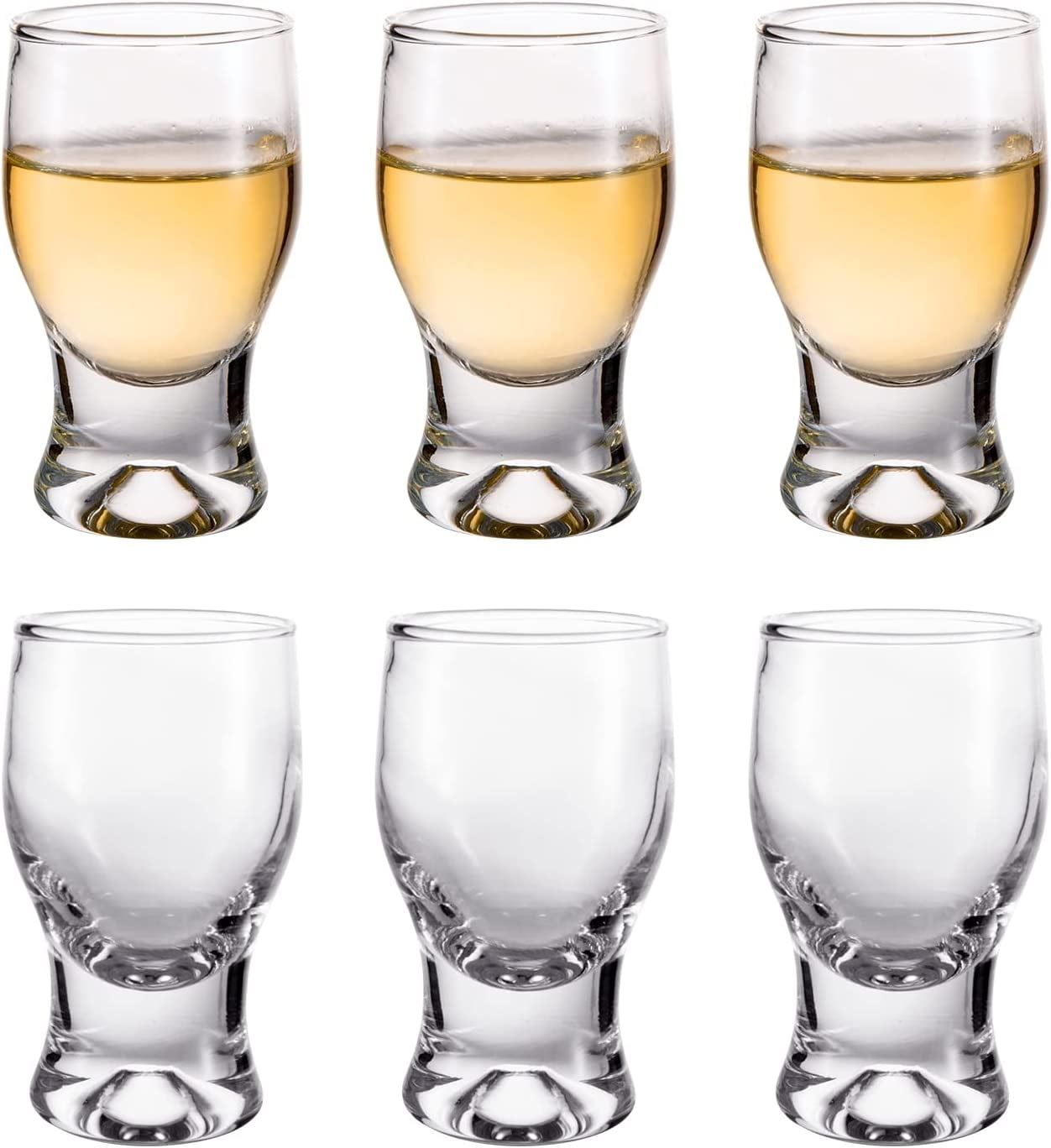 QIHE-6 Pack Shot Glass Set, Glass , Cute Shot Glasses, 2 Oz Clear for ...