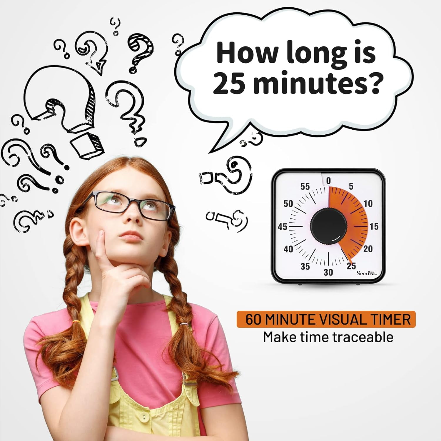 QIHE-60-Minute Visual Timer, 7.5 Inch Oversize Countdown Timer Clock ...