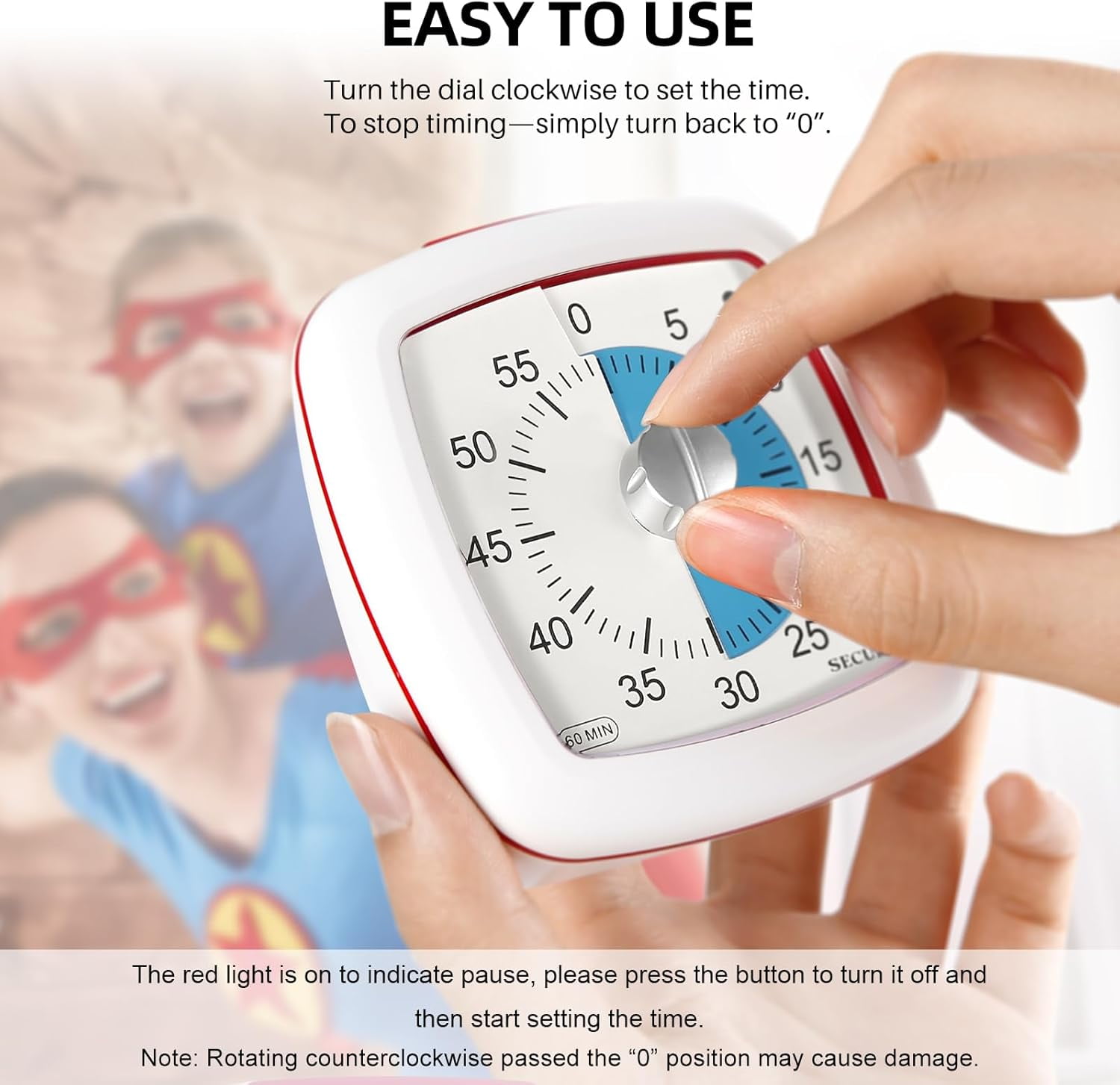 QIHE-60-Minute Visual Timer, Silent Study Timer for Kids and Adults ...
