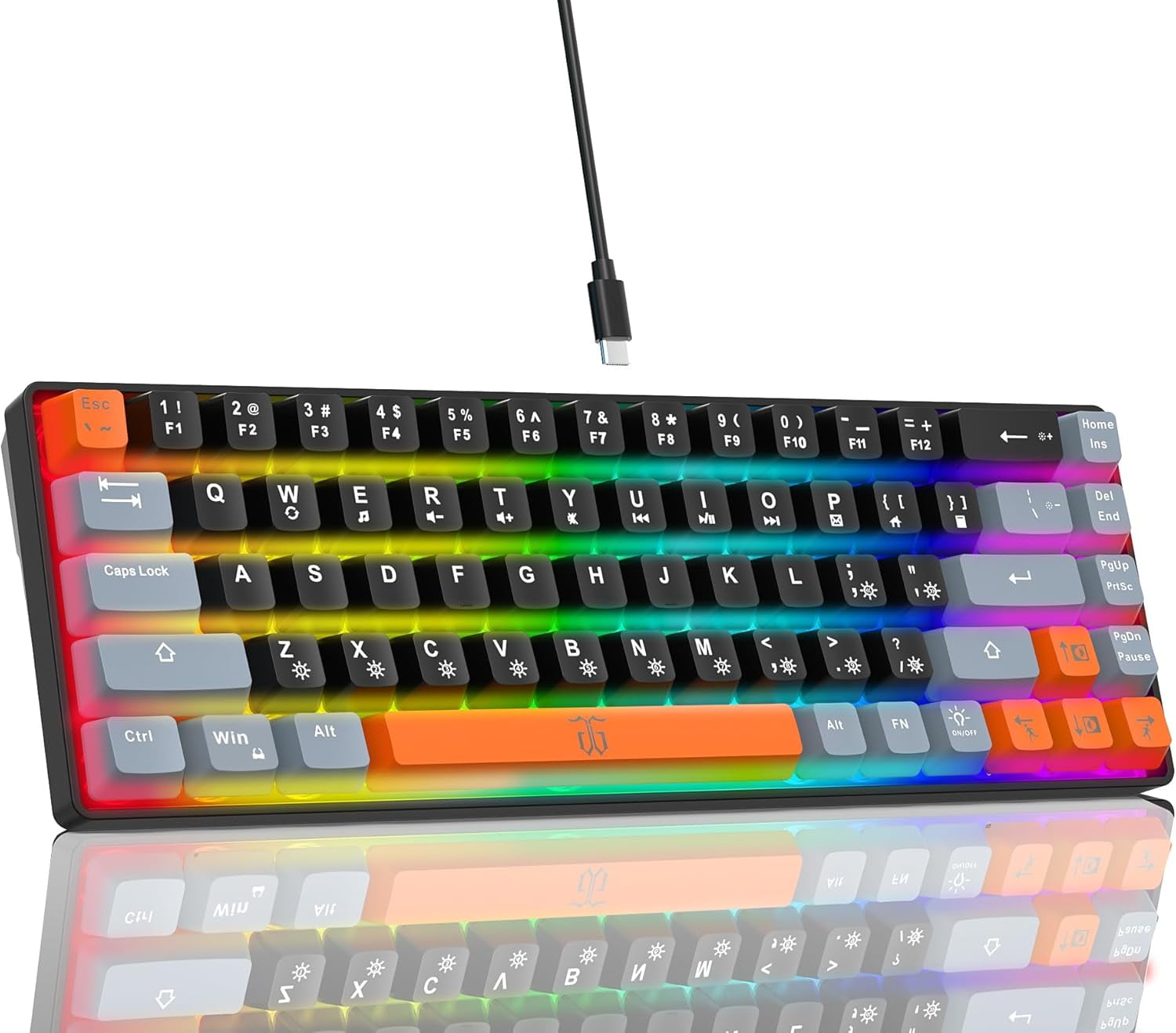 QIHE-60% Percent Gaming Keyboard, Compact RGB Backlit Small Gaming ...