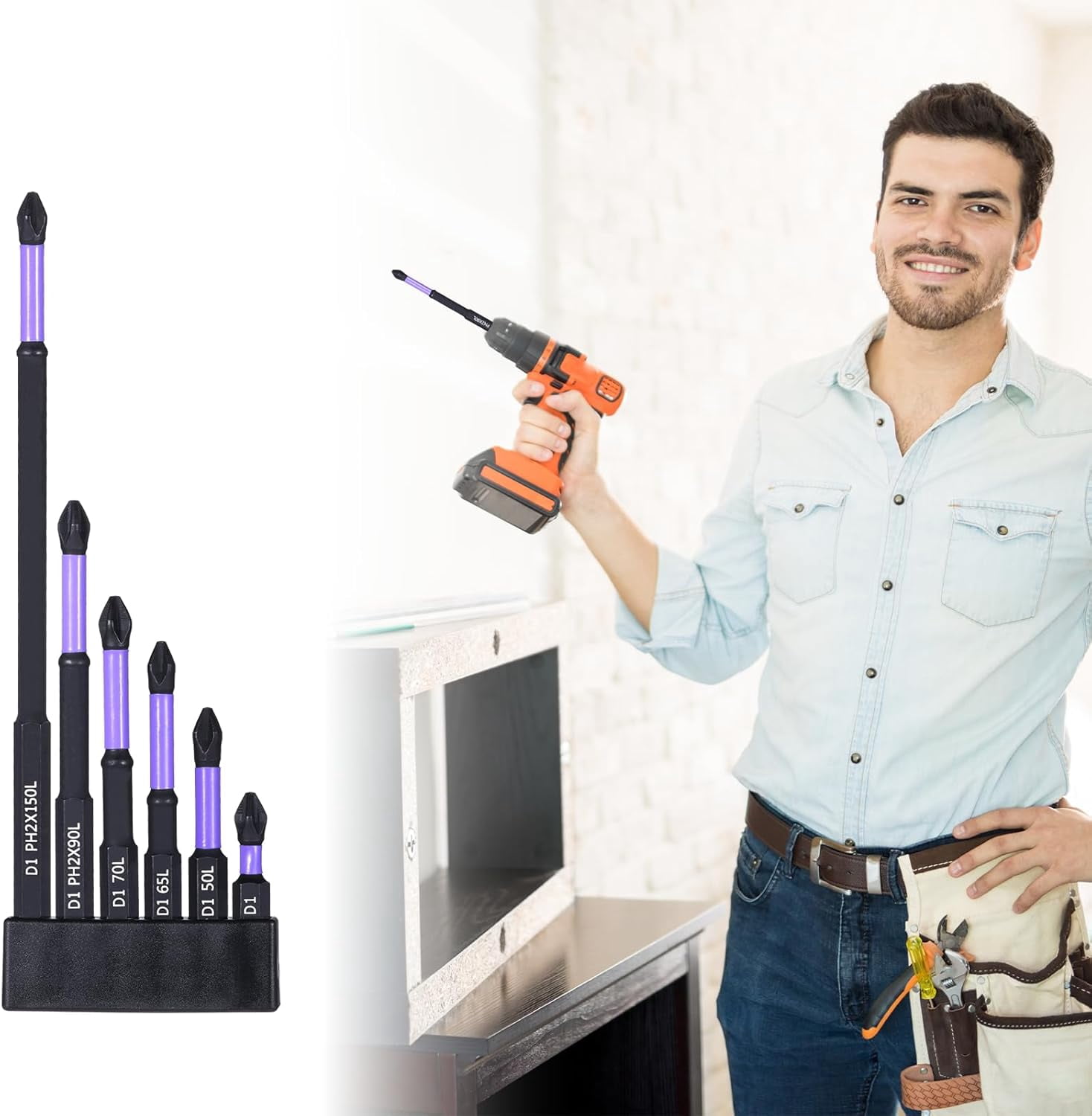 QIHE-6PCS Magnetic Screwdriver Bits Long Phillips Screwdriver Bits ...