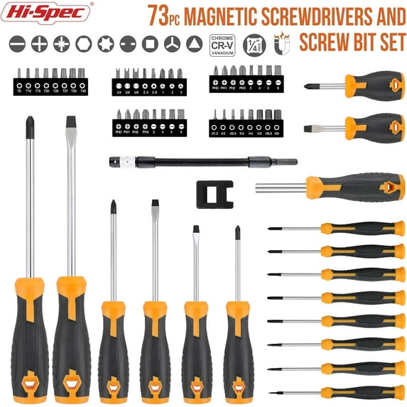 QIHE-73pc Magnetic Screwdriver & Hex Torx Screw Bit Set with Precision ...