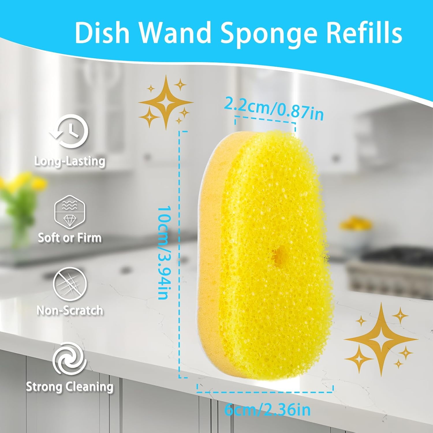 QIHE-8 Packs Dish Wand Sponge Refills Compatible with Scrub Daddy ...