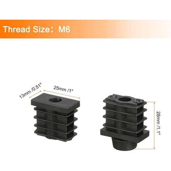 QIHE-8 Set Leveling Feet, M6x13x25mm Plastic Adjustable Furniture Leg ...