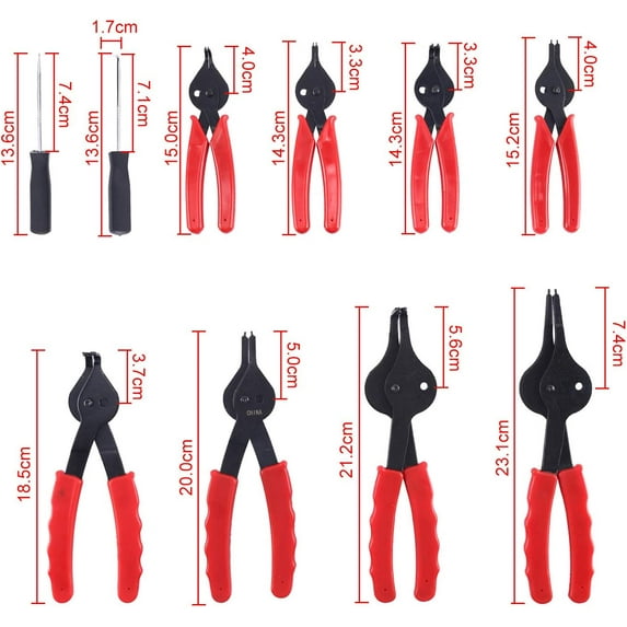 QIHE-8milelake 10pcs Snap Ring Plier Set, Internal & External Circlip ...