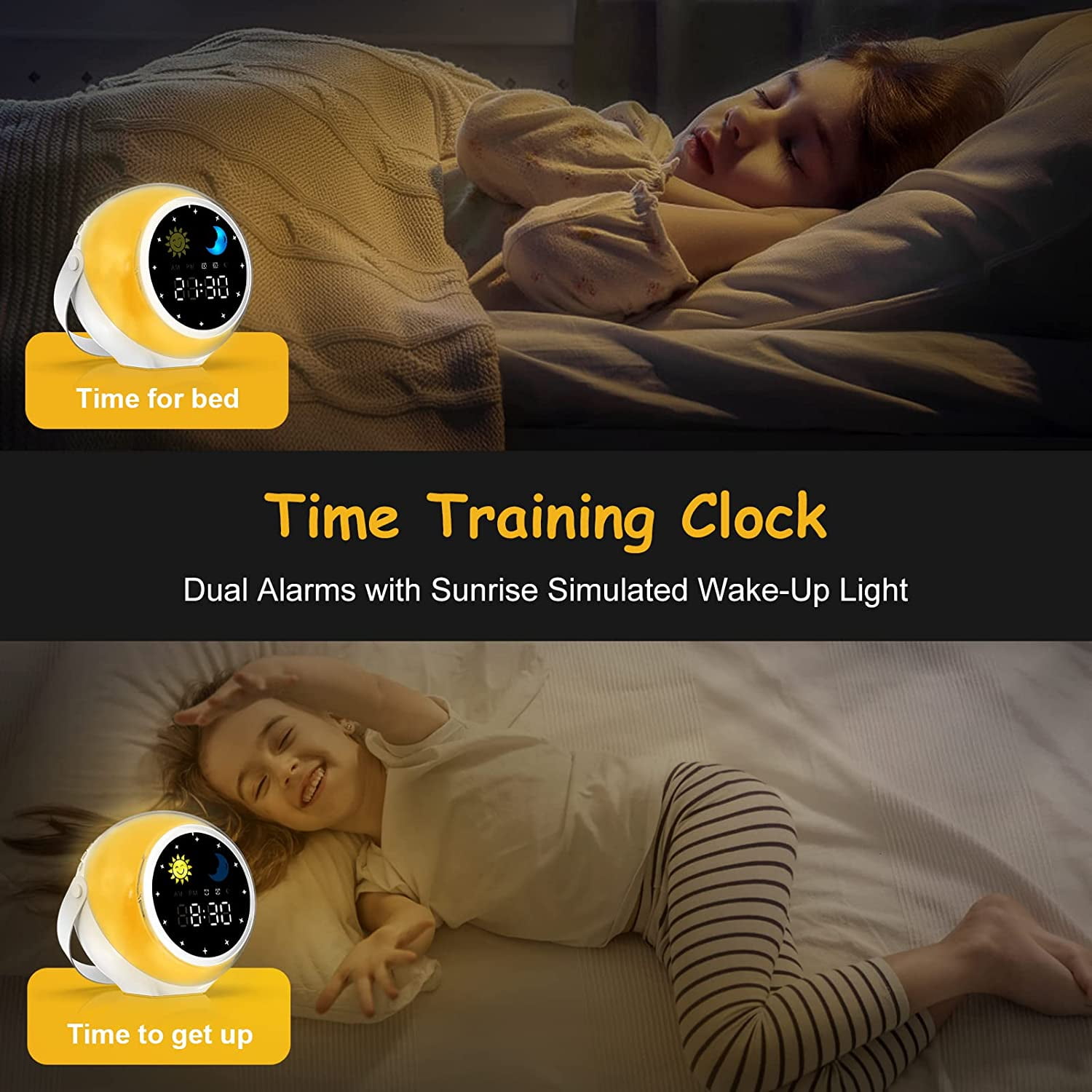QIHE-Alarm Clock for Kids, Bluetooth Music Player&Digital Clock, Sleep ...