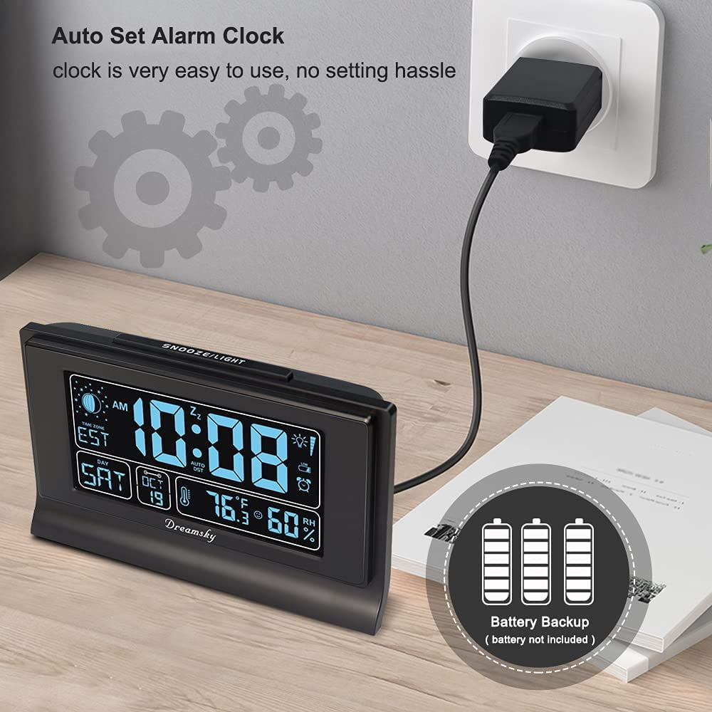QIHE-Alarm Clocks for Bedrooms with Battery Backup, Auto Set Digital ...
