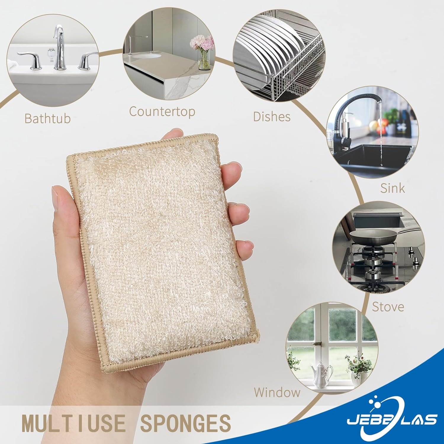QIHE-Bamboo Natural Kitchen Sponges Dish Sponge Cleaning Sponge Heavy ...