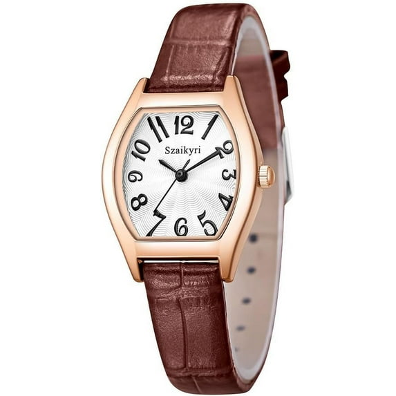 QIHE-Barrel-Shaped Watch for Women with Easy Read Arabic Numerals ...