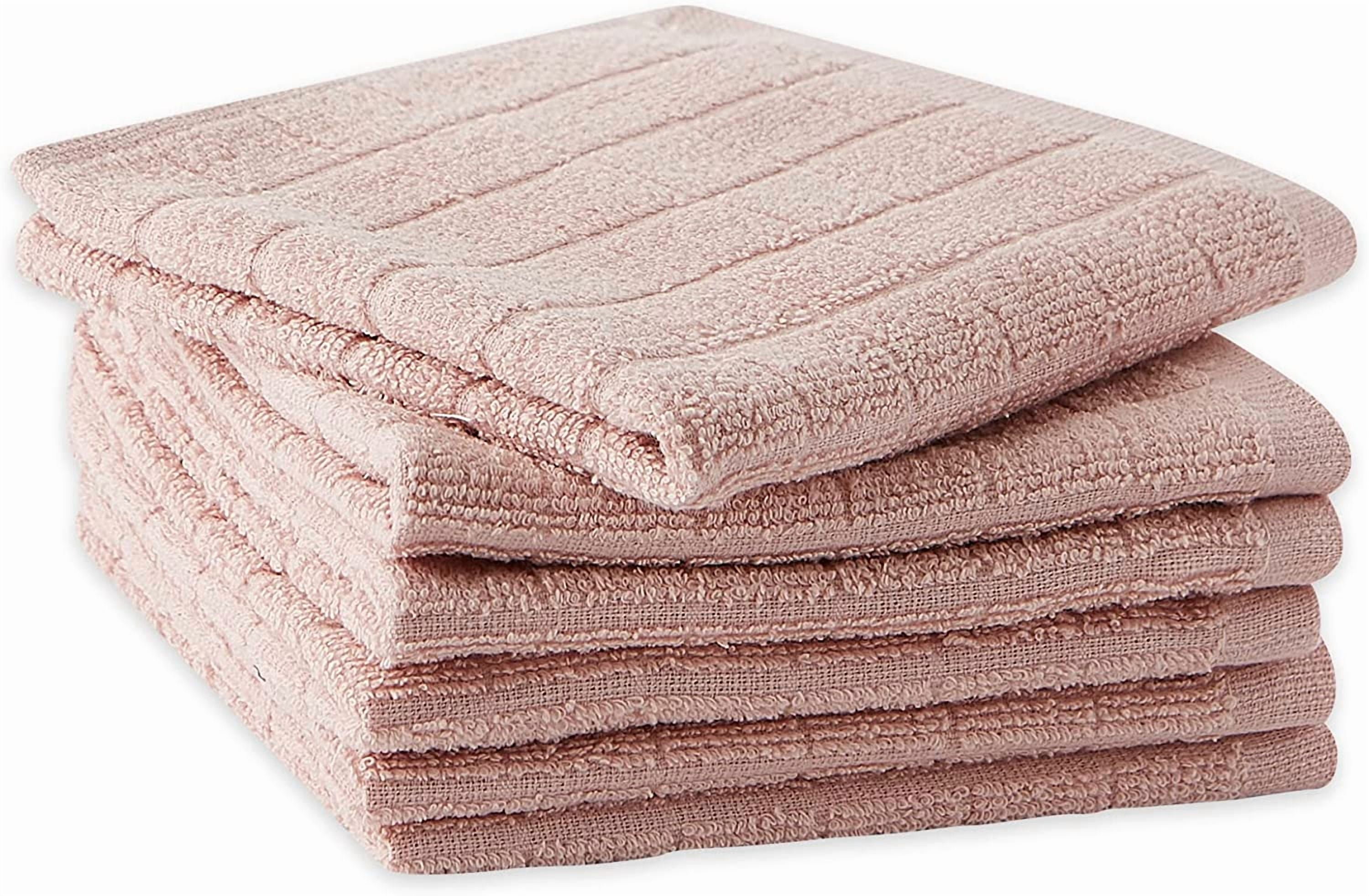 QIHE-Basic Terry Collection Solid Windowpane Dishcloth Set, 12x12, Pale ...