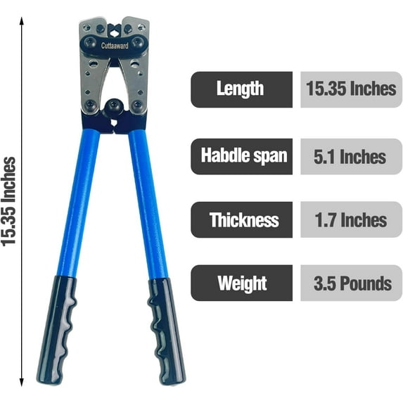 QIHE-Battery Cable Lug Crimper - Heavy-Duty Wire Crimper for AWG 10-1 ...