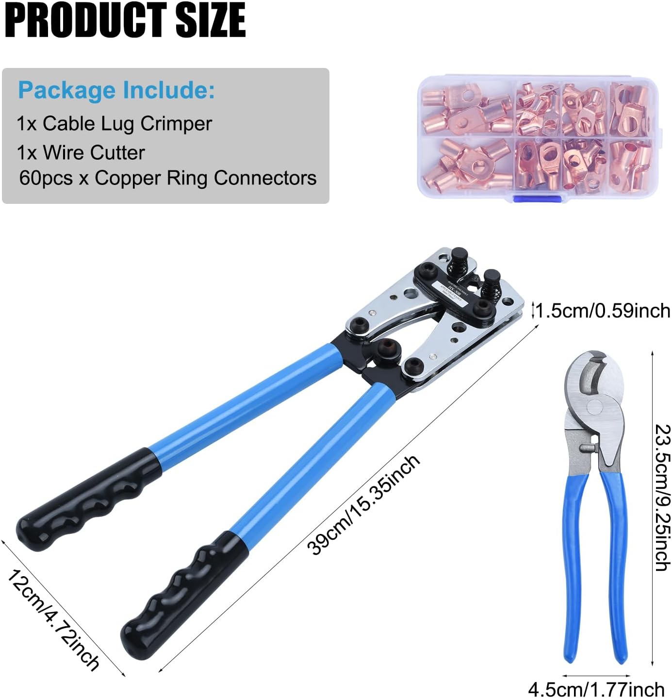 QIHE-Battery Cable Lug Crimping Tool, heavy-duty wire crimper with ...