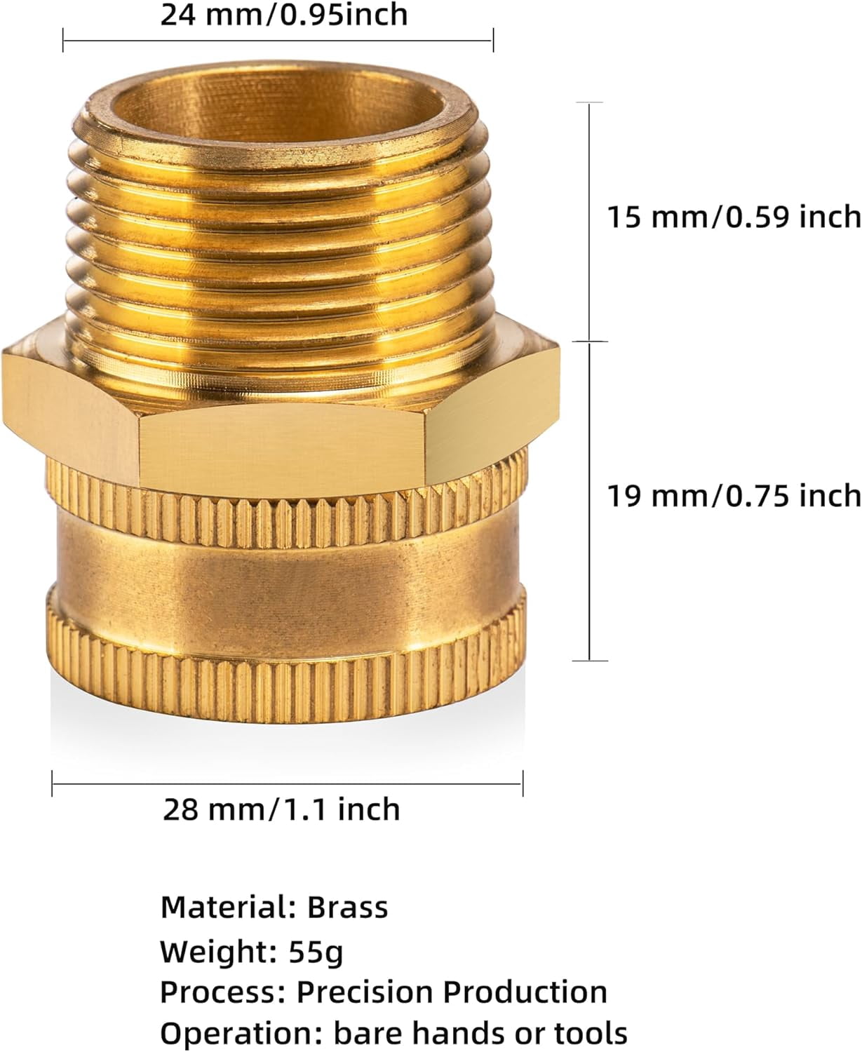 QIHE-Brass Garden Hose Adapter, 3/4\u201d GHT Female x 1/2\u201d NPT ...